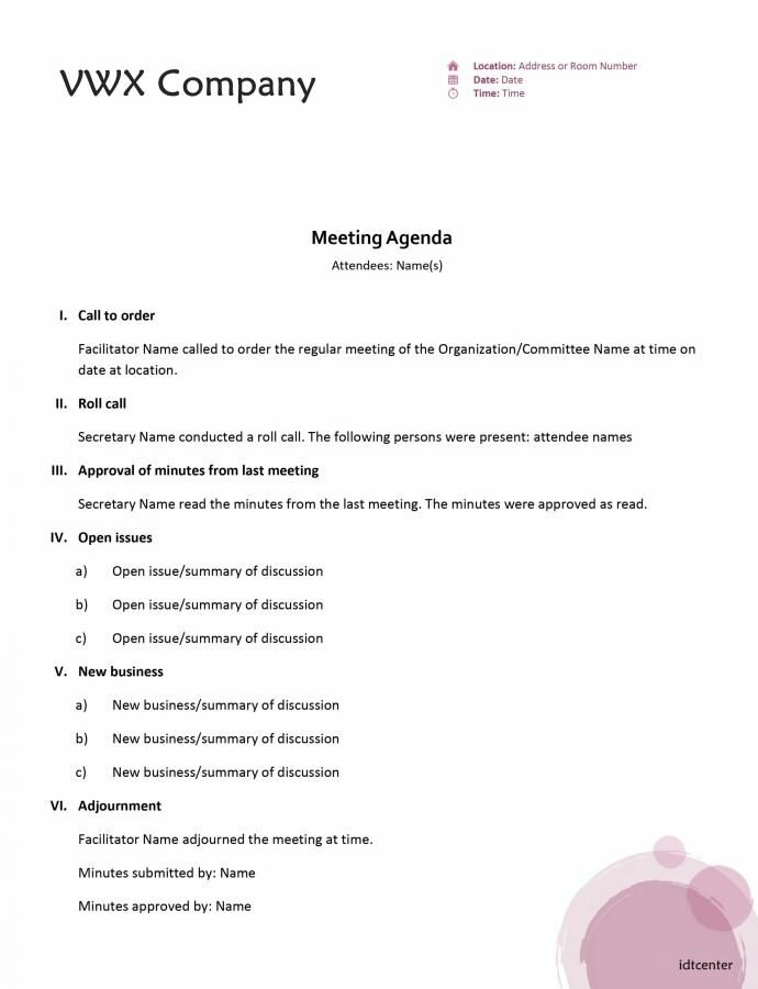 Sample Sales Meeting Agenda Template
