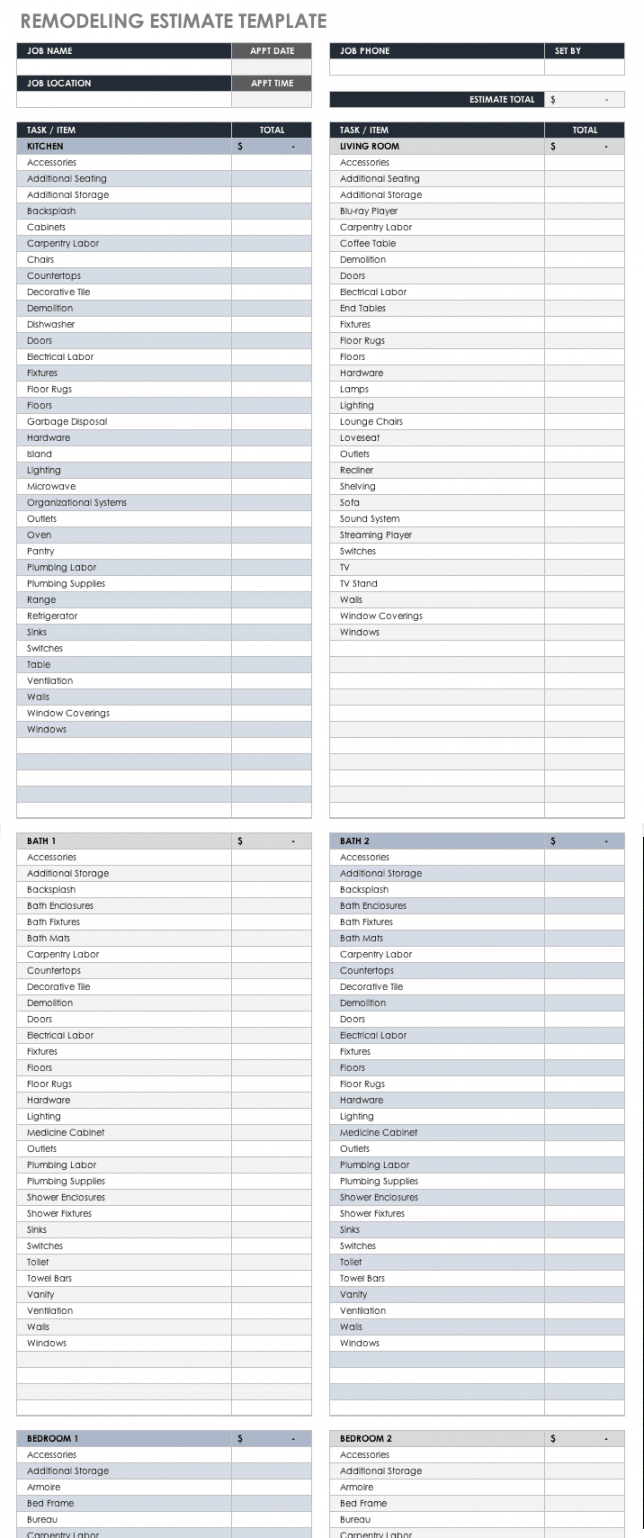 Editable Free Estimate Templates Smartsheet Demolition Estimate 