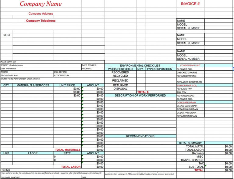 Editable Hvac Invoice Template Invoice Template Free 2016 Invoice Air 