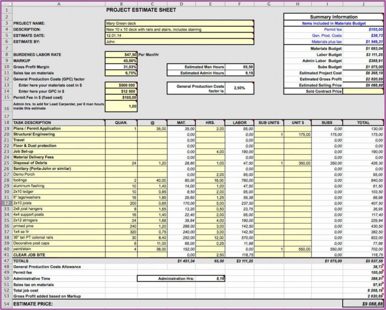 Printable Construction Estimate Template Excel Addictionary Siding