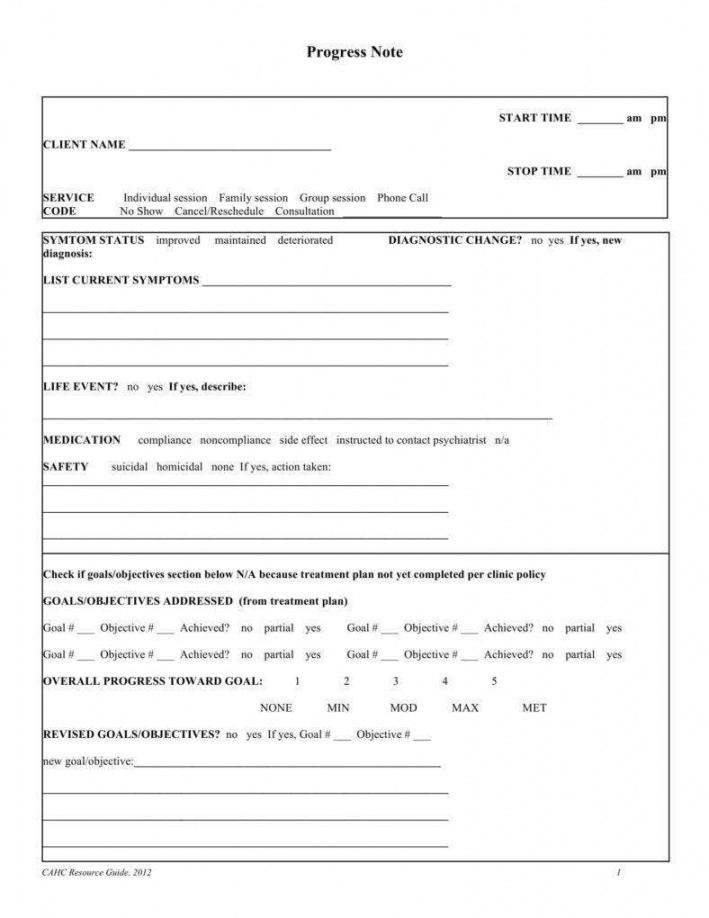 Therapist Progress Note Template